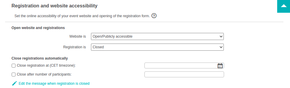Close the registration