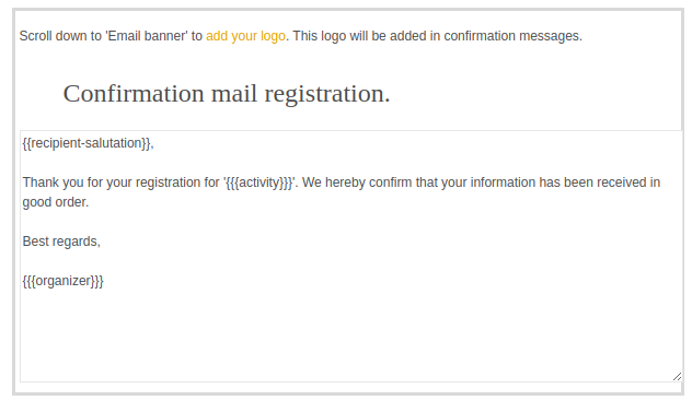 Editing the confirmation message (new style)